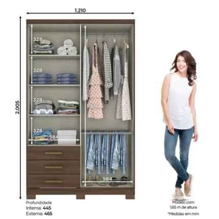 Roupeiro 1,21m 4 Portas Caju (5809) - Bella Casa de Realeza PR