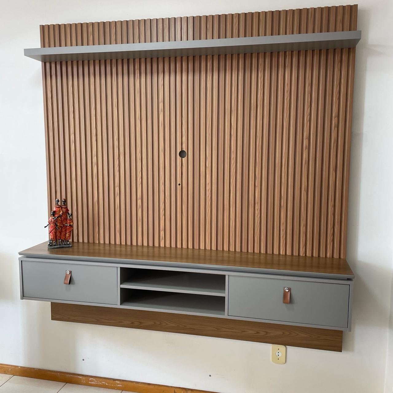 Painel 1,80m Authentique Ripado com Cinza (2629) - Bella Casa de Realeza PR