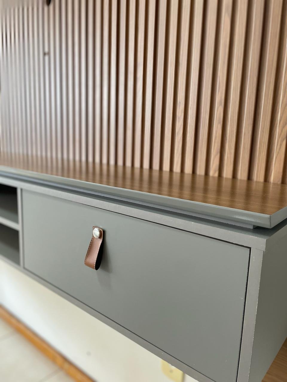 Painel 1,80m Authentique Ripado com Cinza (2629) - Bella Casa de Realeza PR