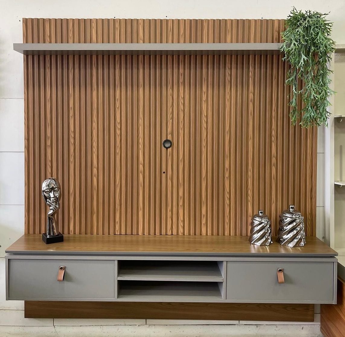 Painel 1,80m Authentique Ripado com Cinza (2629) - Bella Casa de Realeza PR