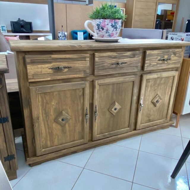 Balcão 1,60m Buffet Rustico em Madeira (2874) - Bella Casa de Realeza PR