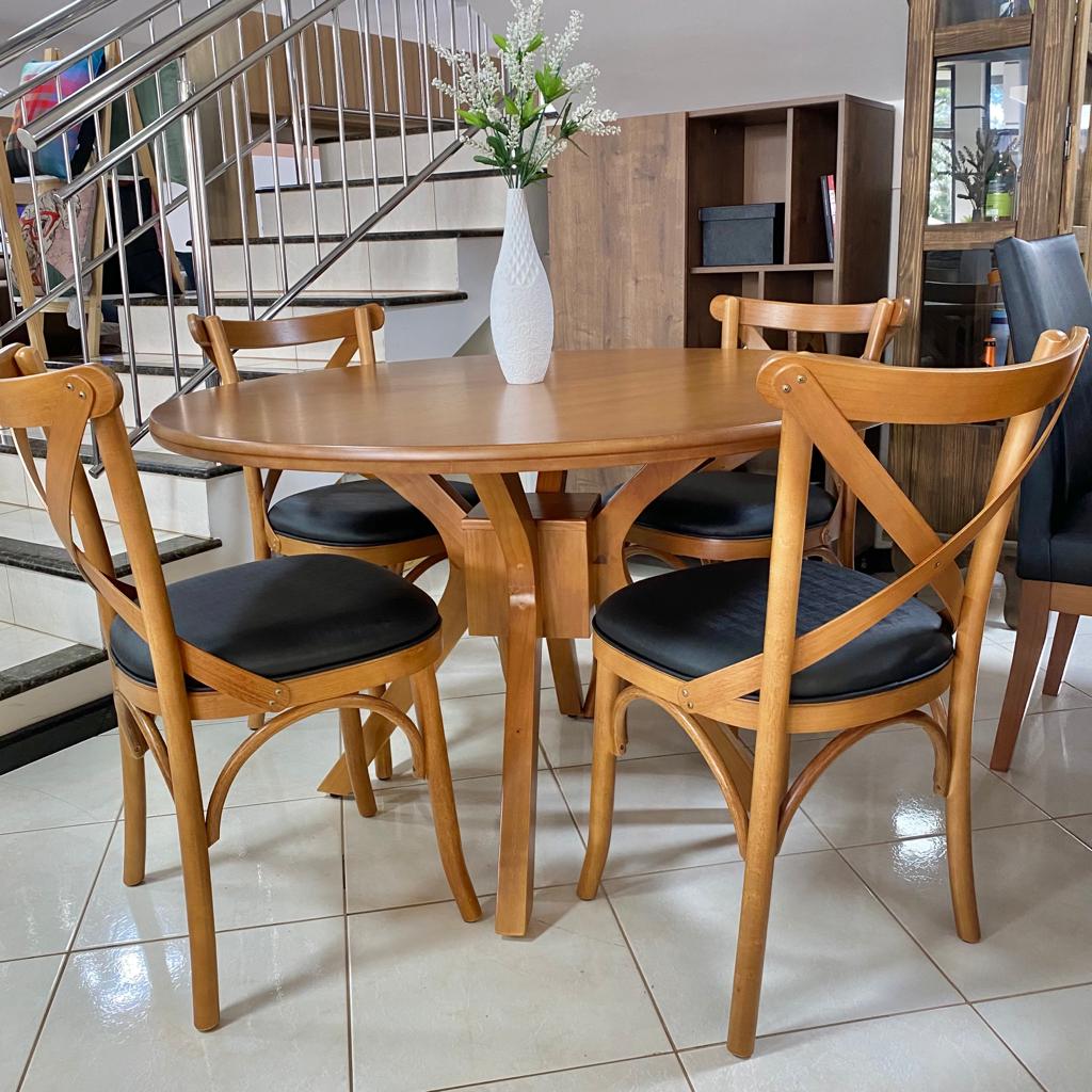 Mesa Redonda 1,20m (5320) com 4 Cadeiras Leon X Impermeável (1200 ...