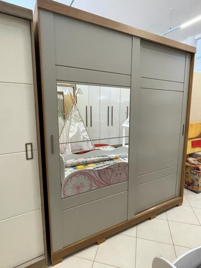 Roupeiro 2,00m 2 Portas Deslizantes Com Espelho Verg (6547) - Bella ...