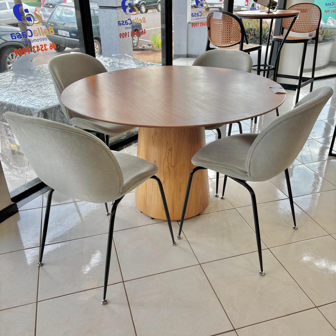 Mesa Redonda 1,20m (2371) com 4 Cadeiras Dinamarca (2797) - Bella Casa de Realeza PR